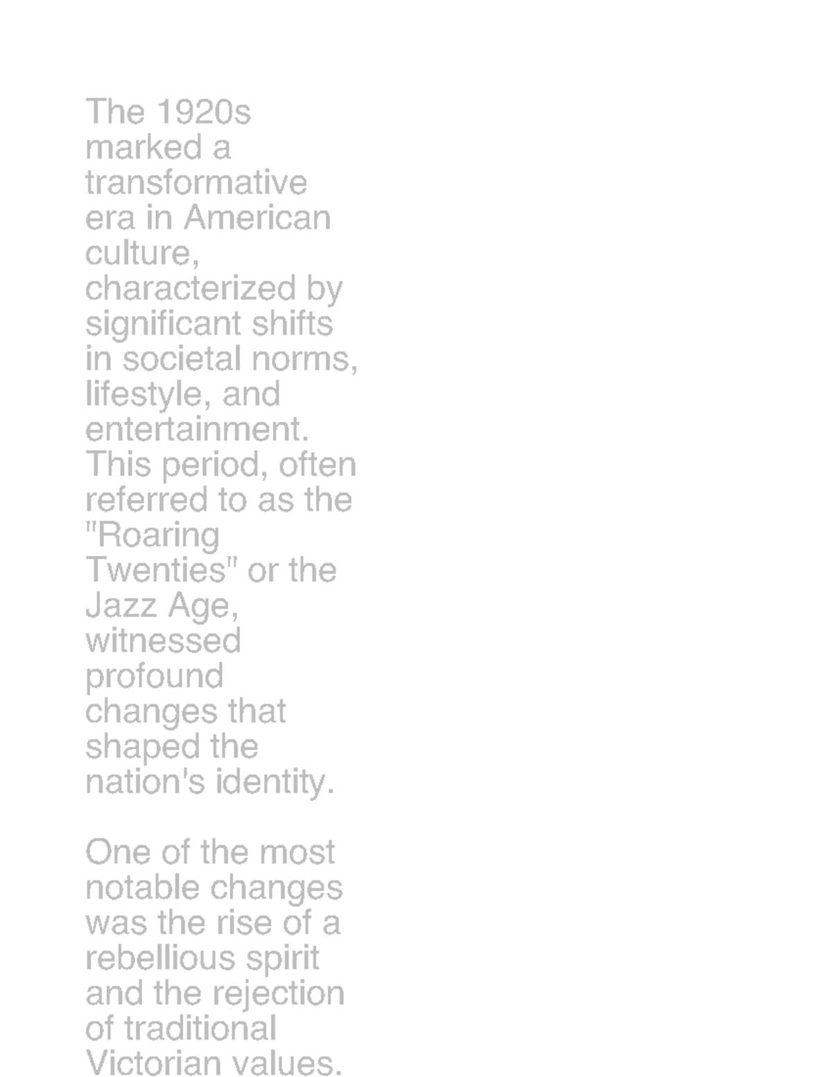 Edited - 1920's DBQ primary sources - The 1920s marked a transformative ...