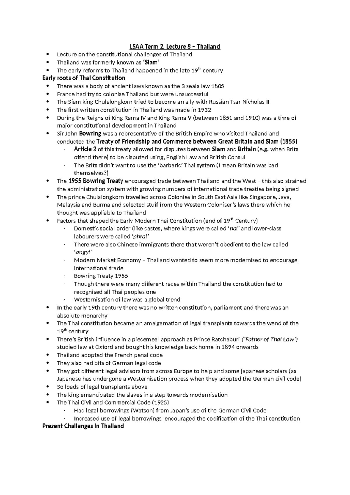 LSAA Term 2, Lecture 8 - Thailand and Constitutional Law - LSAA Term 2 ...