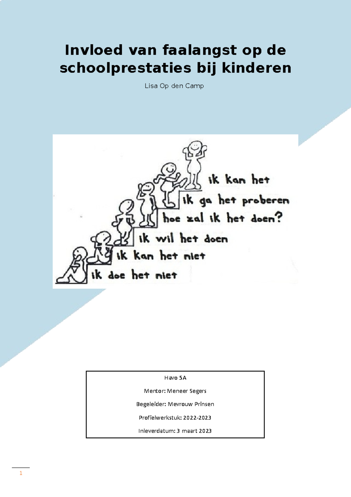 Invloed van faalangst op de schoolprestaties bij kinderen (pws ...