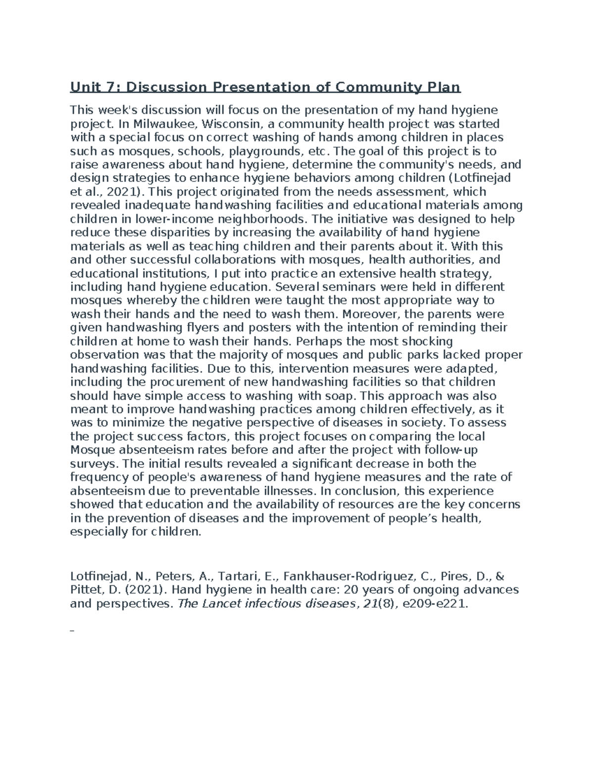Week 7 discussion - case study - Unit 7: Discussion Presentation of ...
