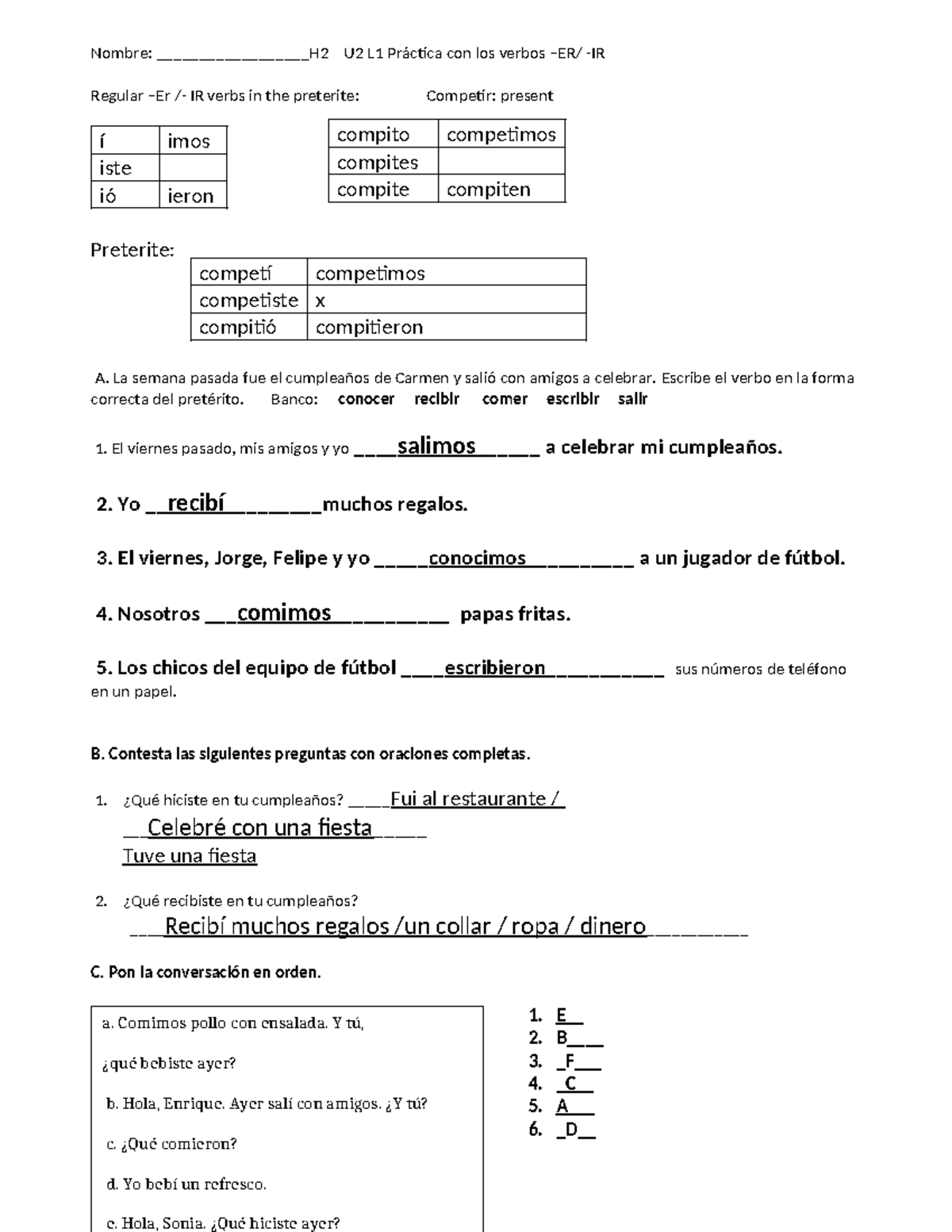 Er ir practice av w competir KEY 2 - Nombre: __________________H2 U2 L1 ...