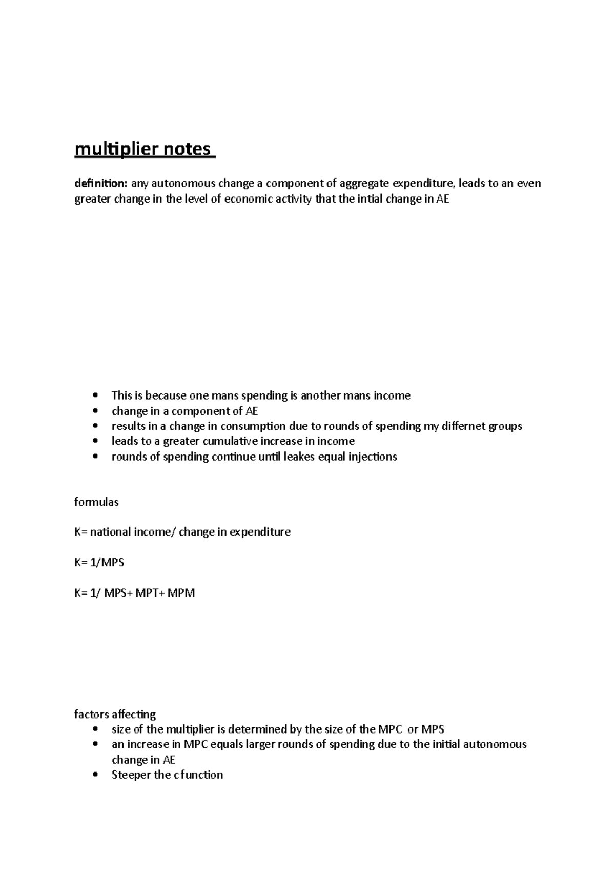 Multiplier notes in economics introduction - multiplier notes ...