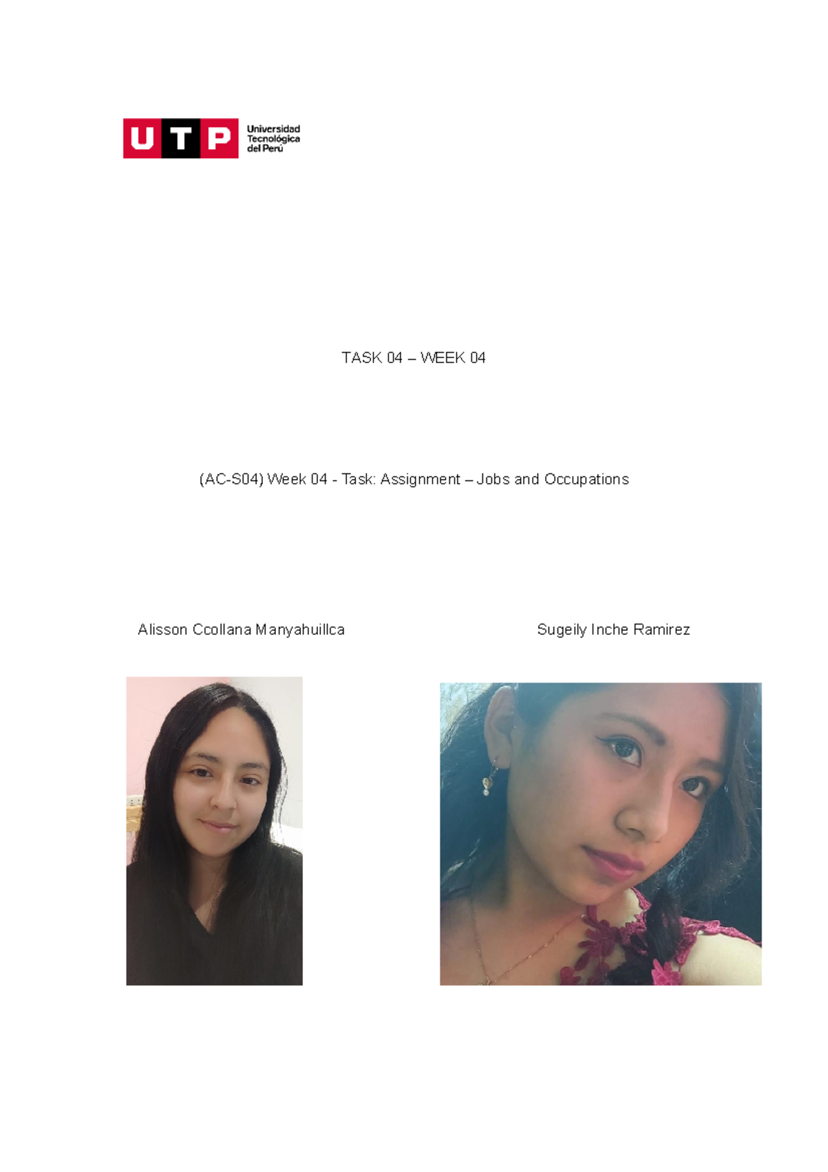 TASK 4 Ingles - TASK 04 – WEEK 04 (AC-S04) Week 04 - Task: Assignment – Jobs and Occupations ...