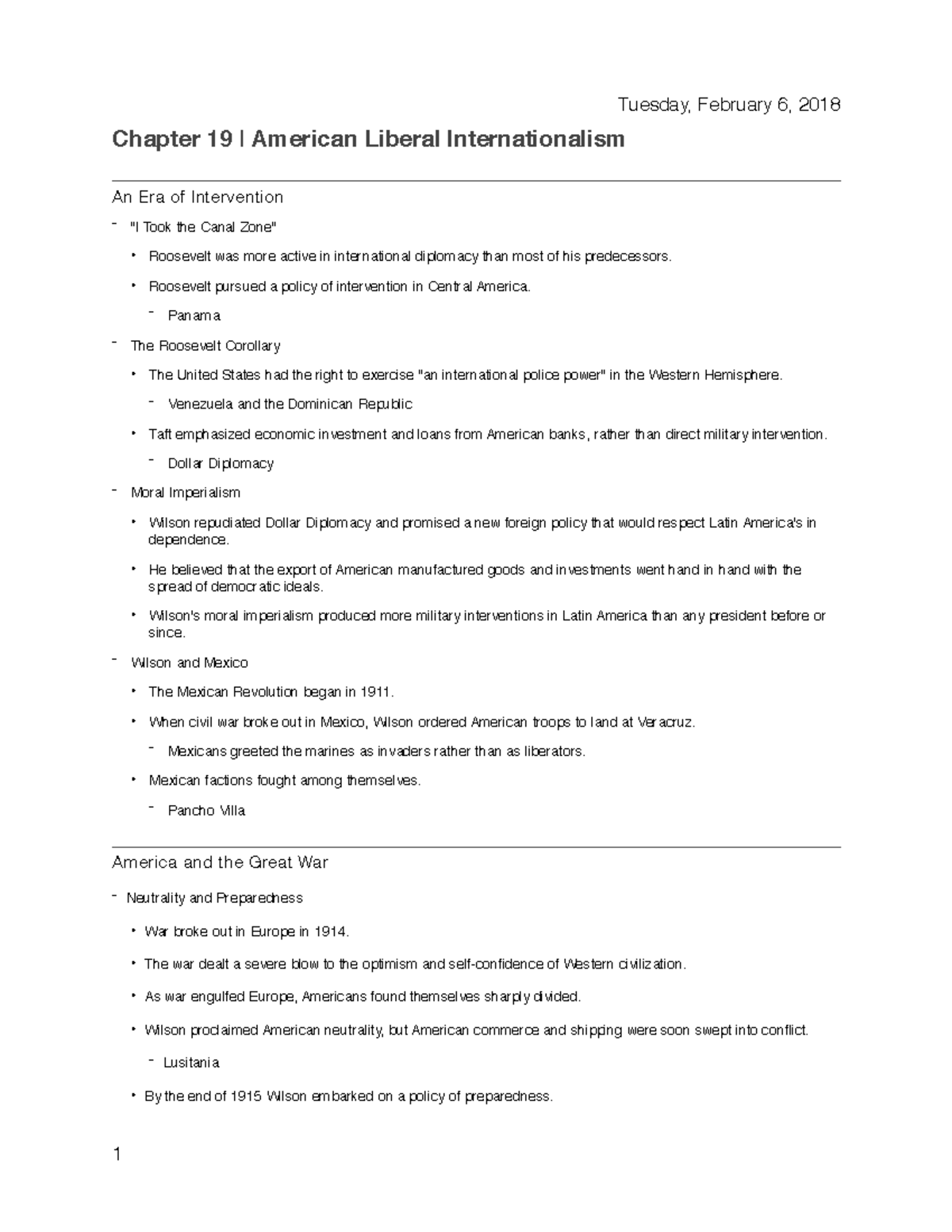 Chapter 19 Outline - Tuesday, February 6, 2018 Chapter 19 | American ...
