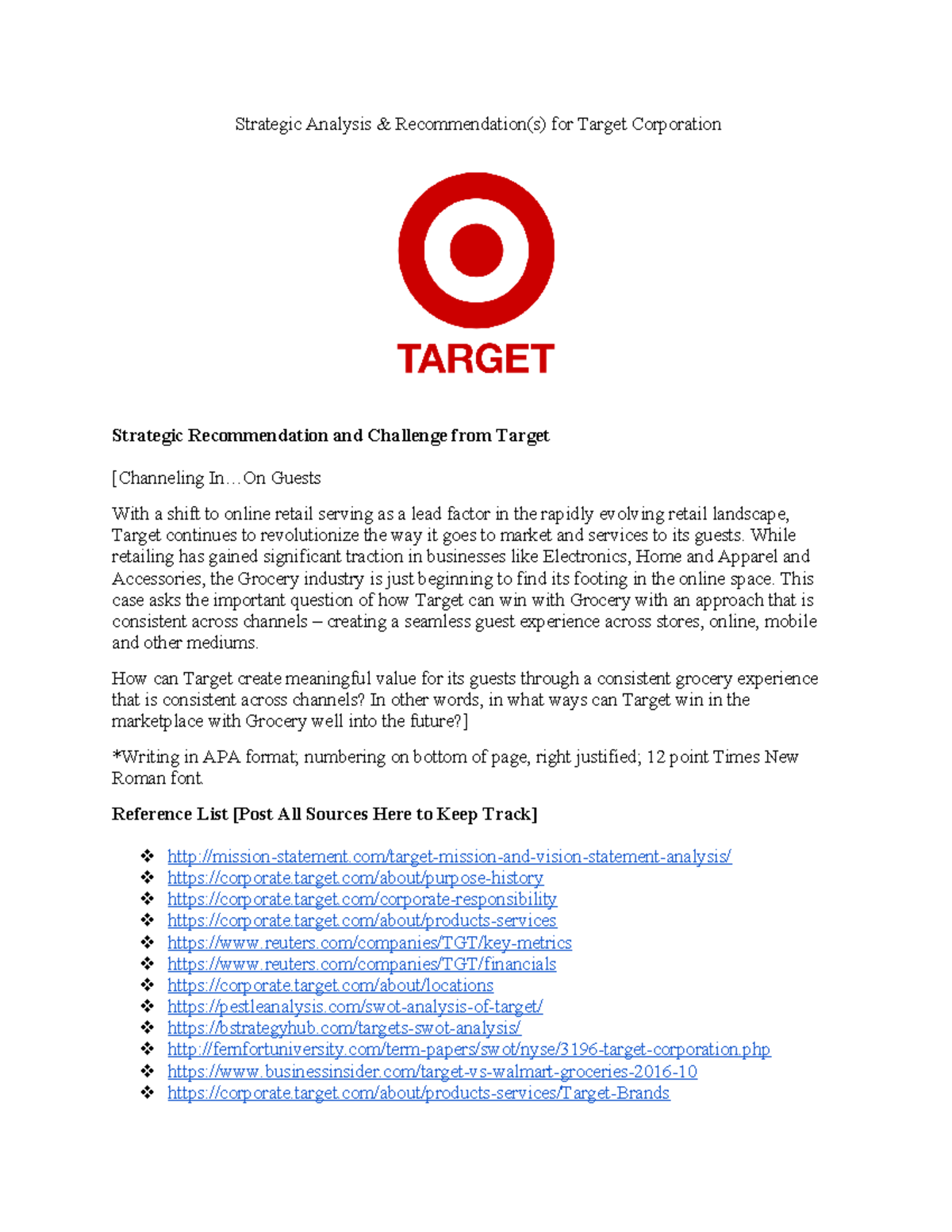 Strategic Analysis Report - Outline - Strategic Analysis ...