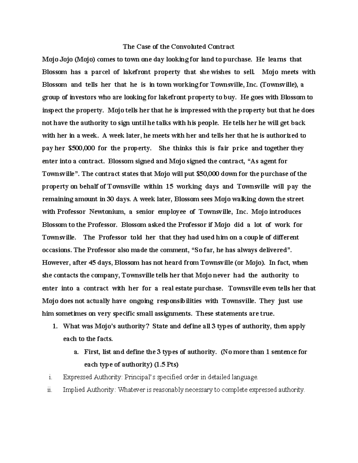 L201 The Case of the Convoluted Contract - The Case of the Convoluted ...