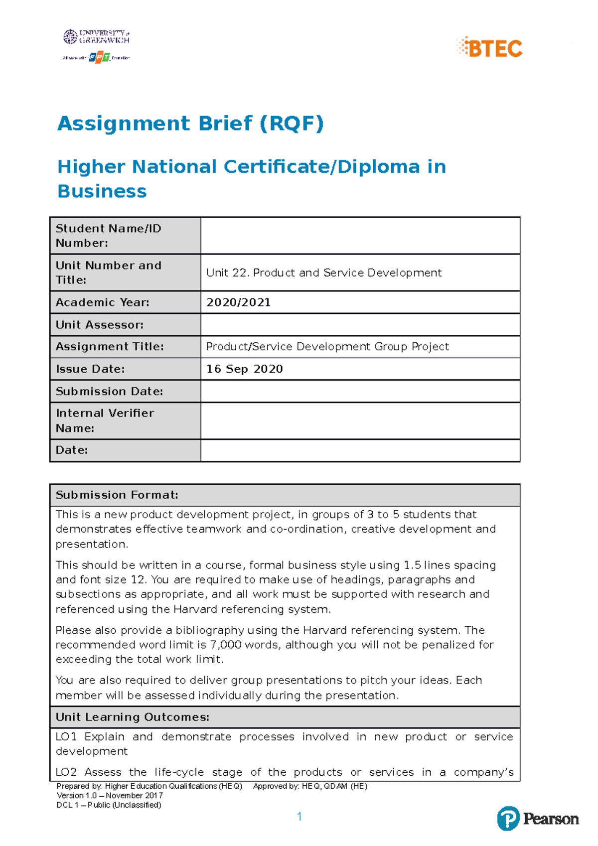 HN-Unit 22-New Product and Service Development - Assignment 1 Brief ...