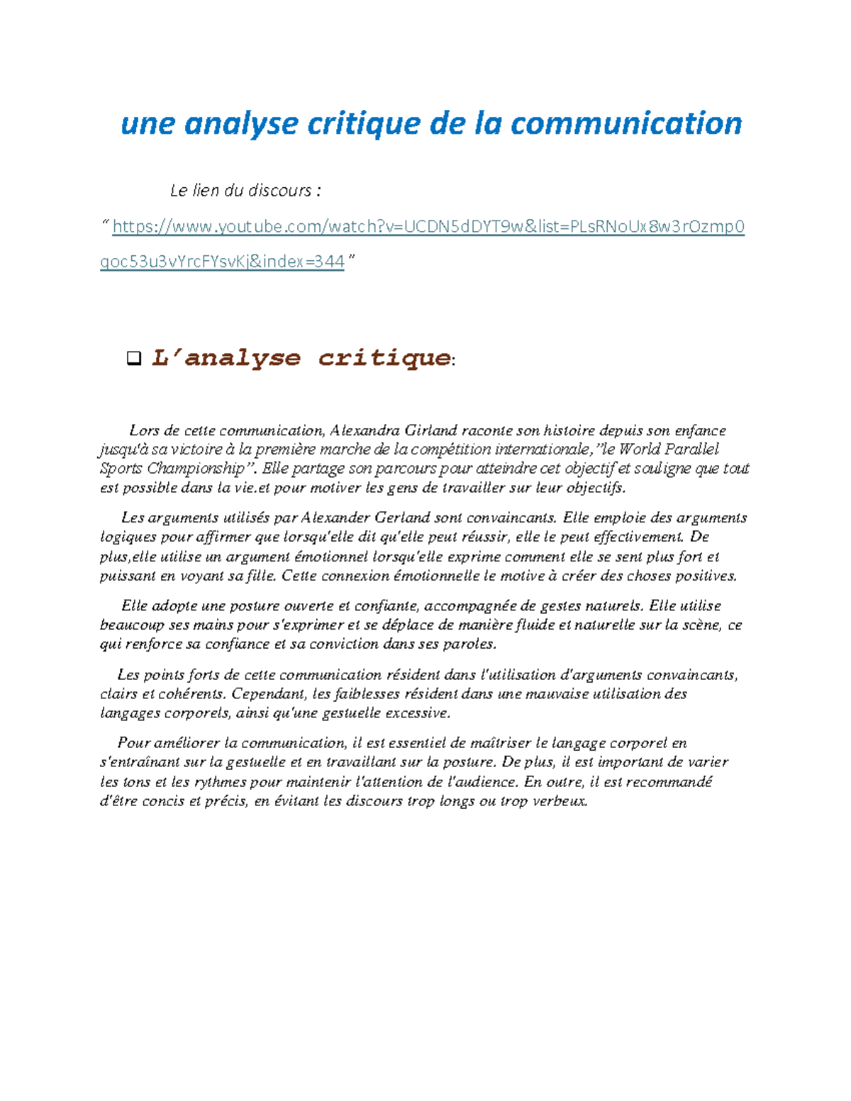 Une analyse critique de la communication - Elle partage son parcours ...