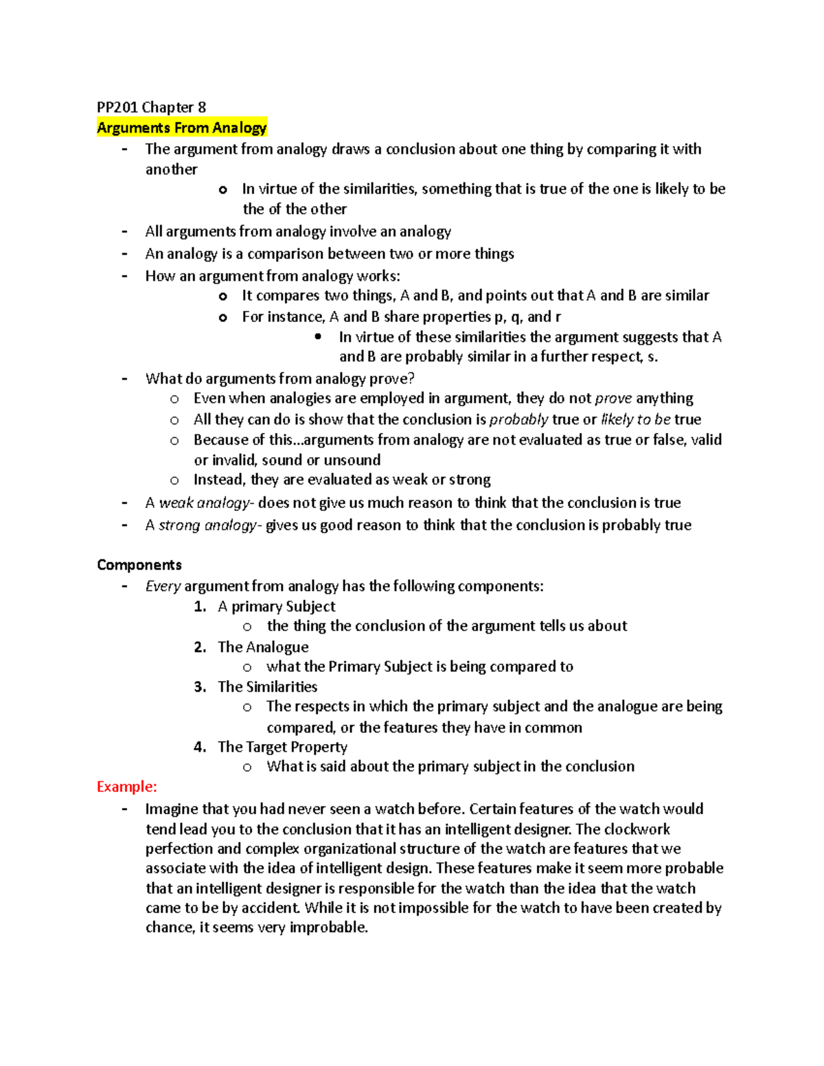PP201 Chapter 9 identifying arguments in reasoning - PP201 Chapter 8 Arguments From Analogy ...