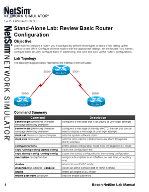 Advanced Extended Access Lists - Stand-Alone Lab: Advanced Extended Access Lists Objective Learn ...