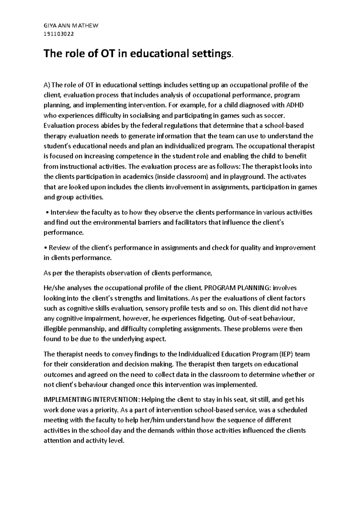 Enabling Occupation - 191103022 The role of OT in educational settings ...