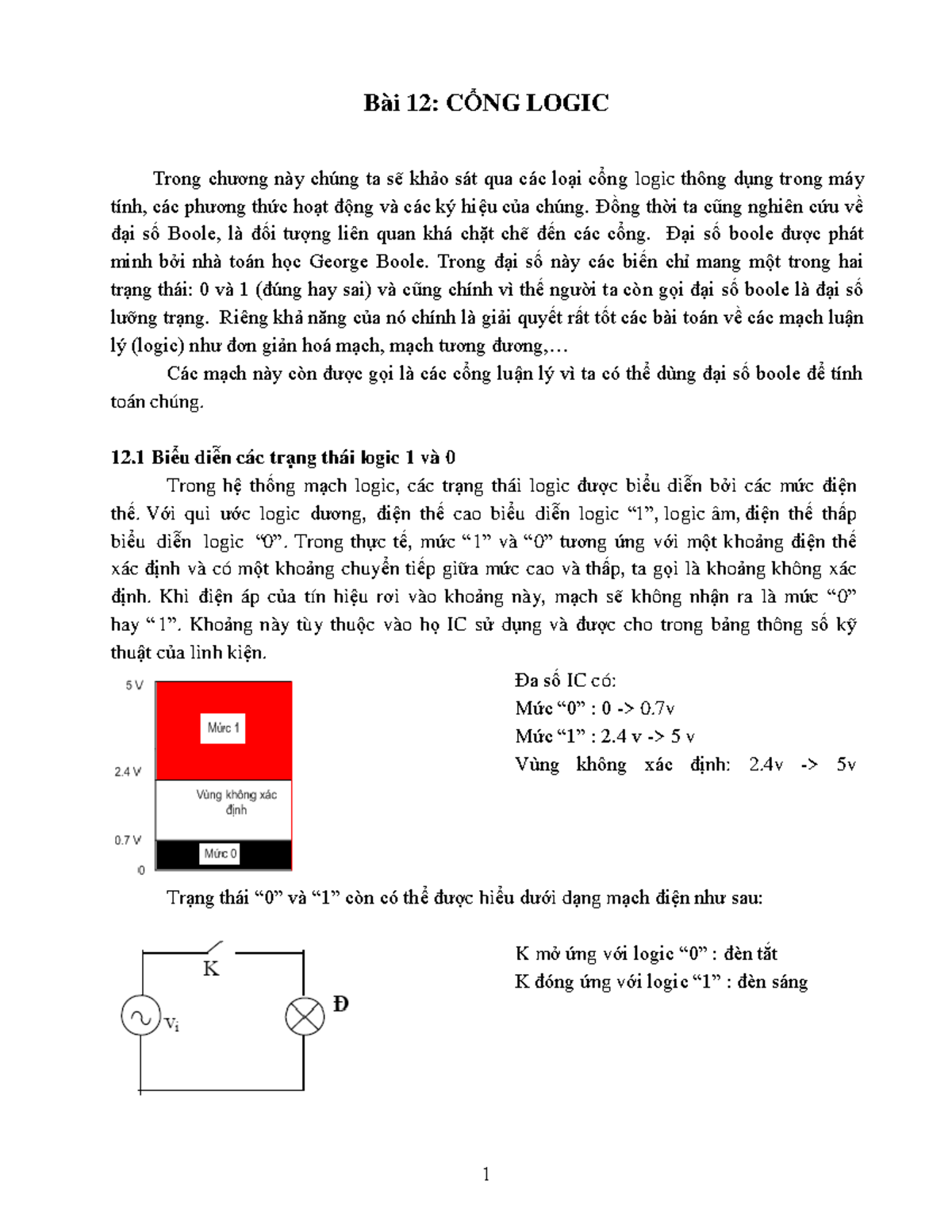 Dien-tu-co-ban bai 12 cong-logic - Bài 12: CỔNG LOGIC Trong chương này ...