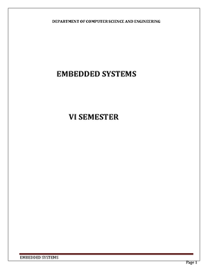 EMBEDDED SYSTEMS UNIT 1 - EMBEDDED SYSTEMS DEPARTMENT OF COMPUTER ...