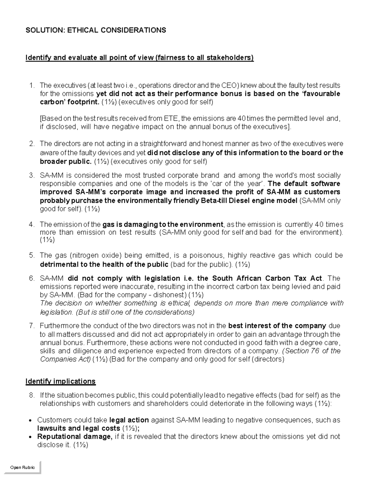 Solution Ethical considerations - SOLUTION: ETHICAL CONSIDERATIONS ...