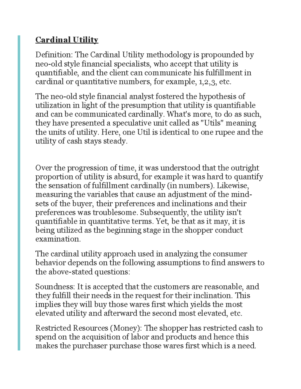 Cardinal Utility - The neo-old style financial analyst fostered the ...