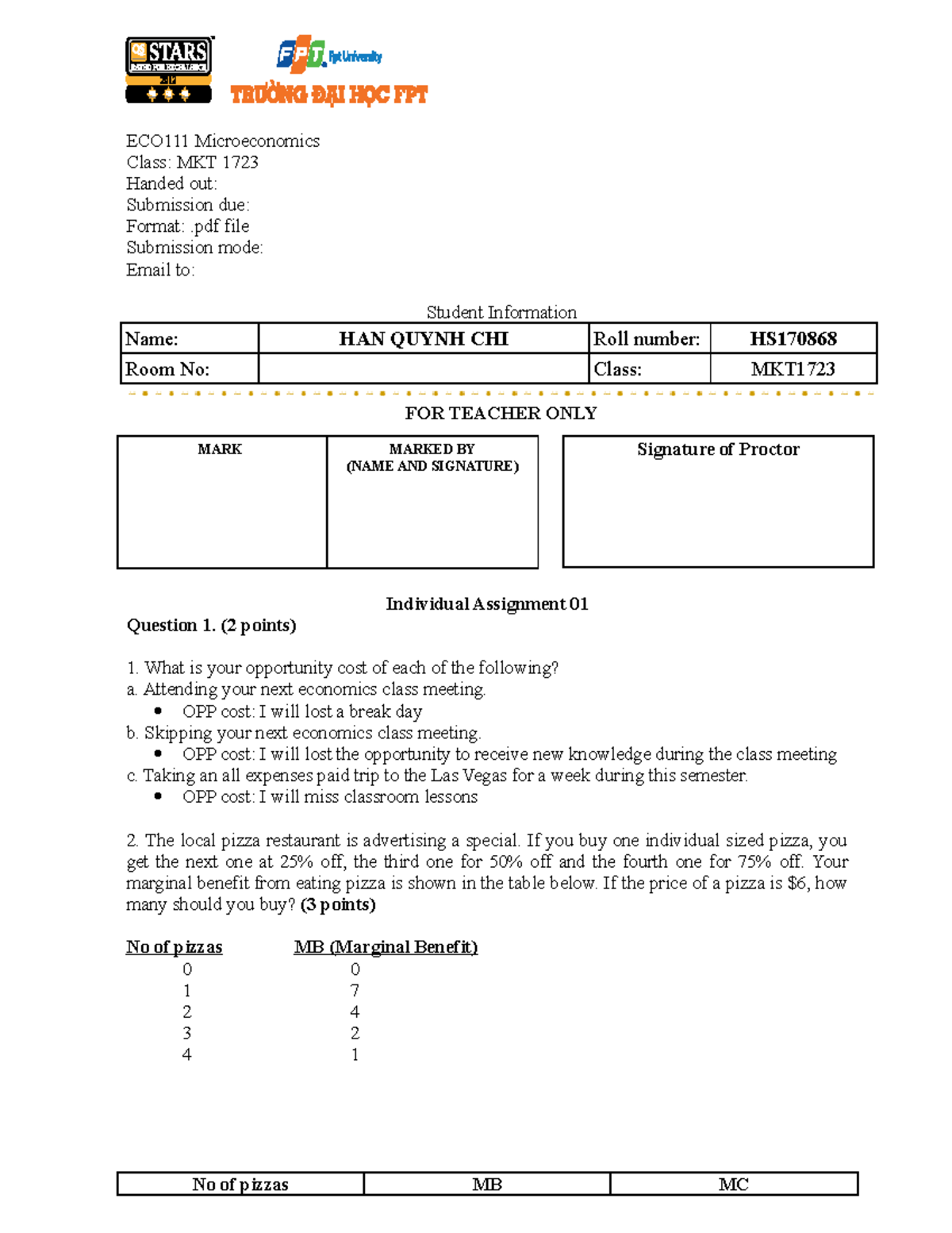 ECO111 Test 01 Individual Assignment 01 - ECO111 Microeconomics Class ...