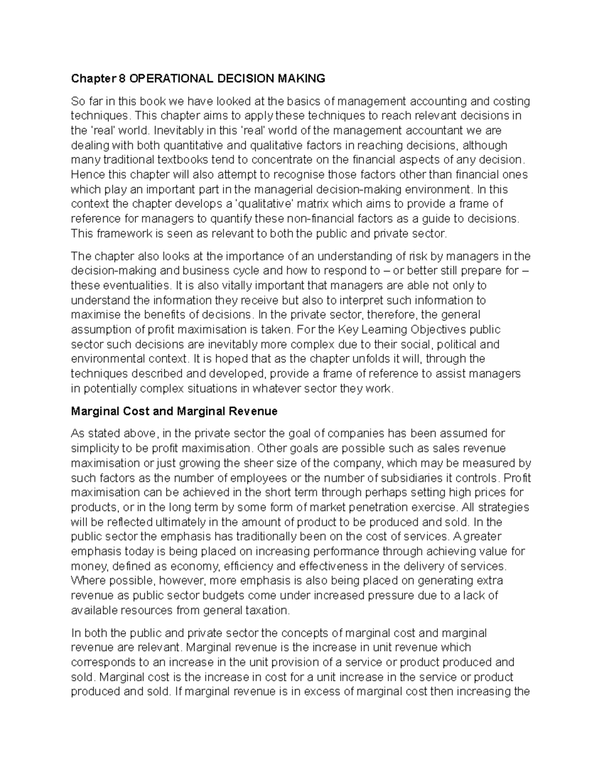 MODULE 8 Operational Decision Making - Chapter 8 OPERATIONAL DECISION ...