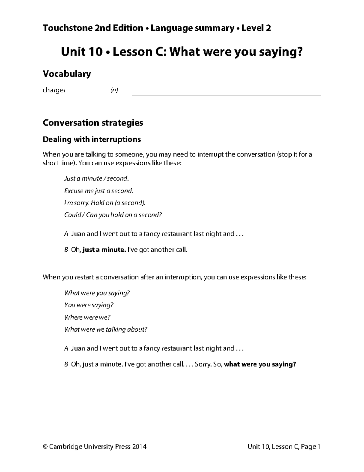 UNIT 10 Lesson C Cambrigde libro virtual - Ingles - UVM - Studocu