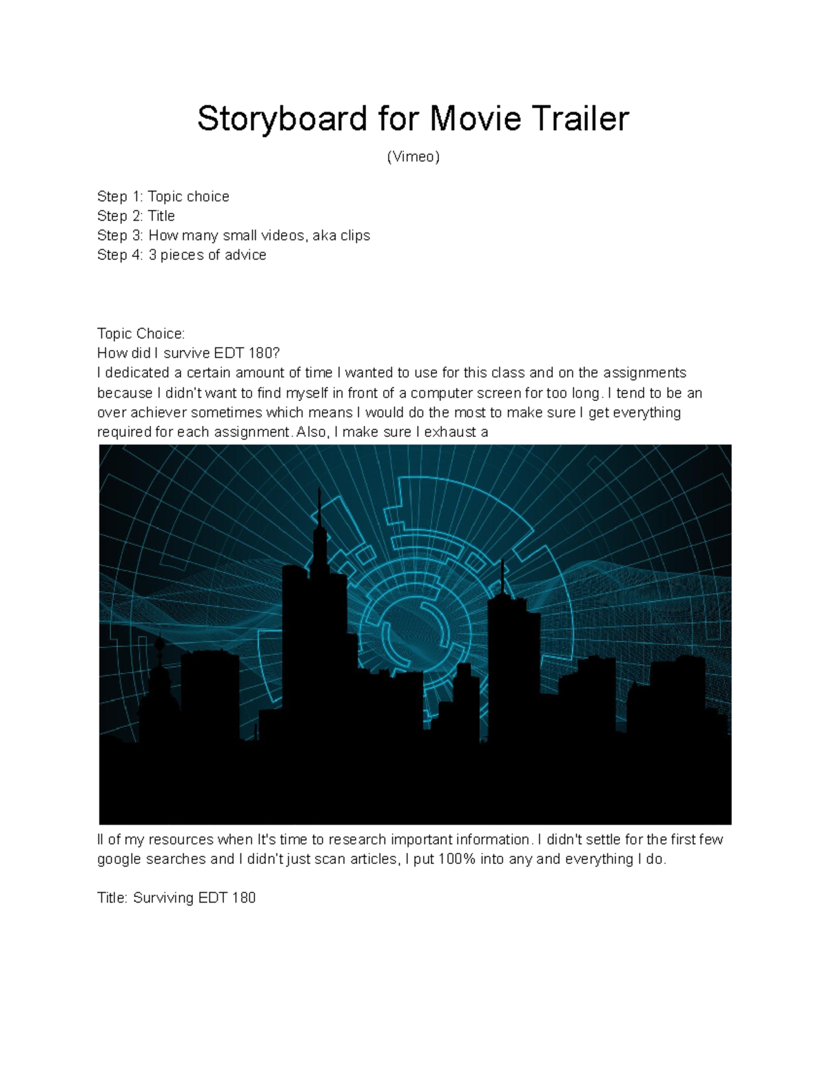 Storyboard for Movie Trailer - Storyboard for Movie Trailer (Vimeo ...