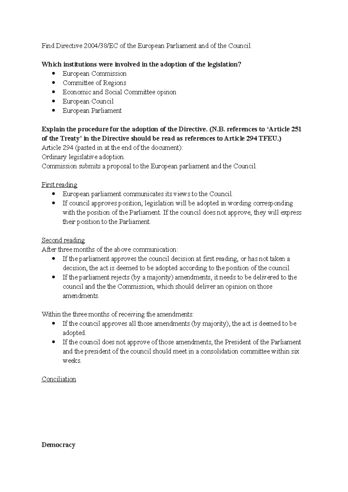 Tutorial Work for nr 1 - Find Directive 2004/38/EC of the European ...