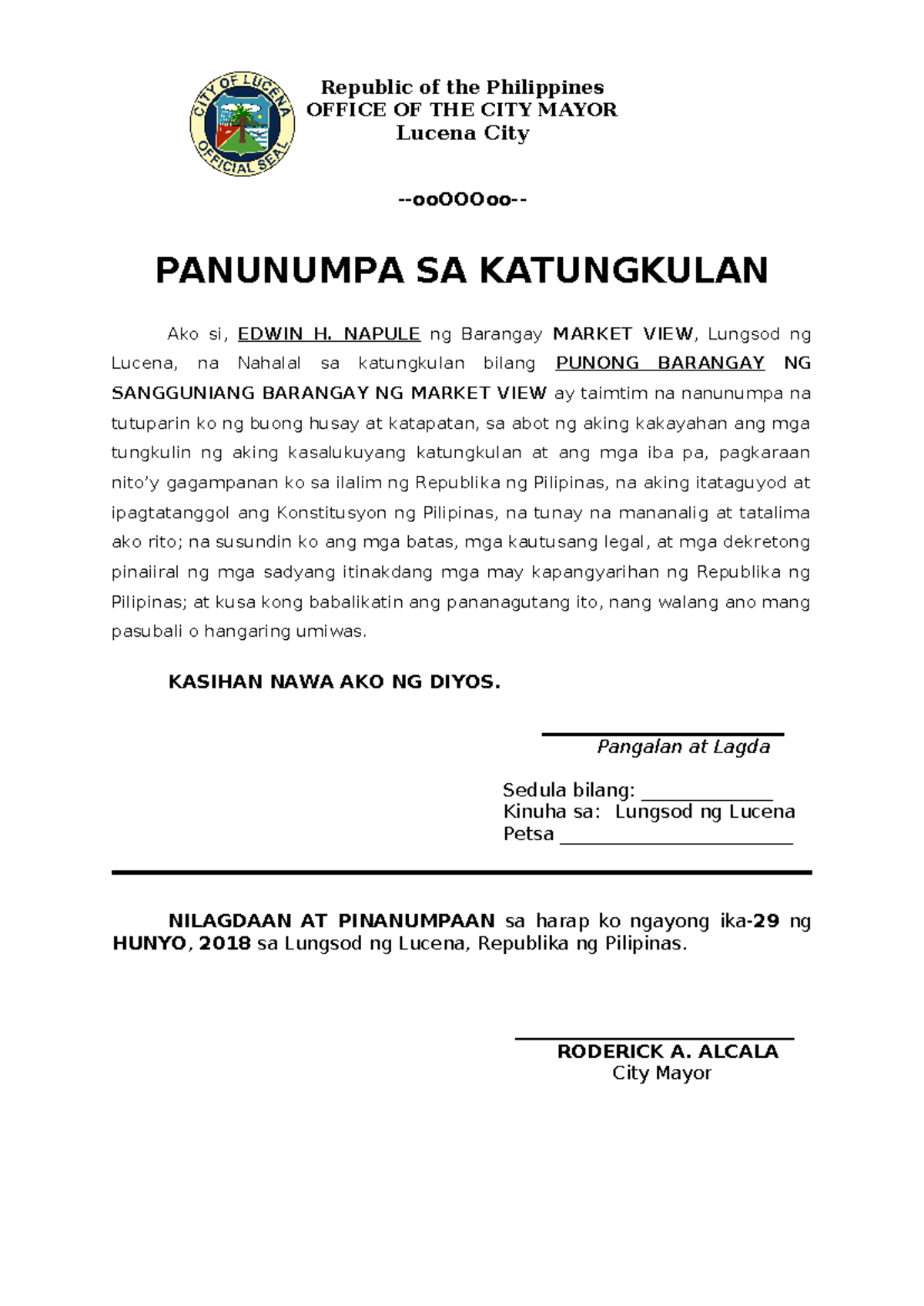 Updated 4 Panunumpa PB - For reference. - Republic of the Philippines ...