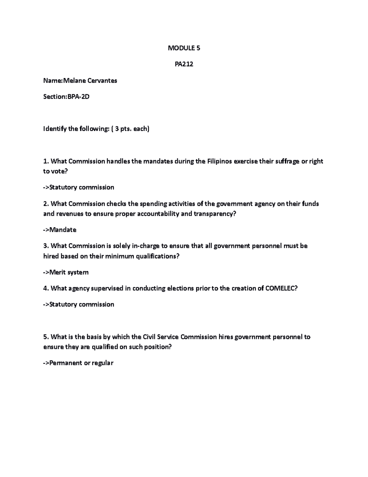 PA212-5,6,7,8 Answer - MODULE 5 PA Name:Melane Cervantes Section:BPA-2D ...