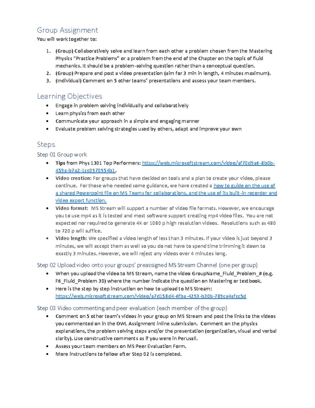 Group Assignments Phys 1029 - Group Assignment You will work together ...