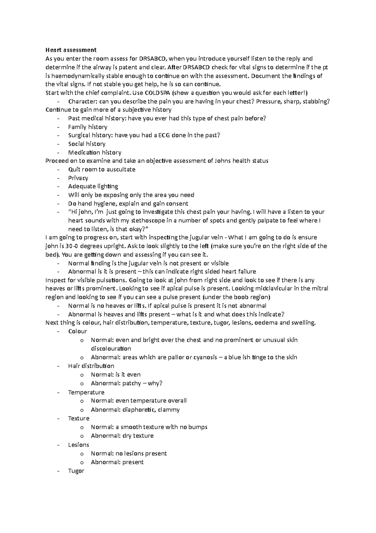 Heart assessment - After DRSABCD check for vital signs to determine if ...