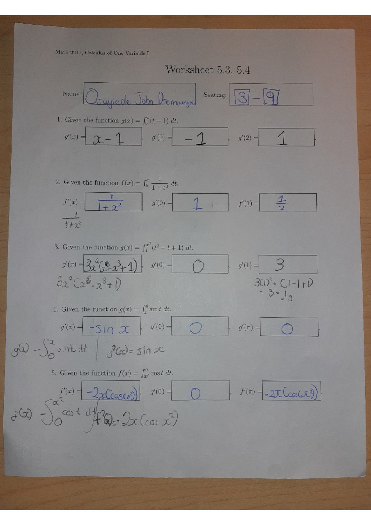 Worksheet 5 - Workseet on Calculus - Calc2211 - Studocu