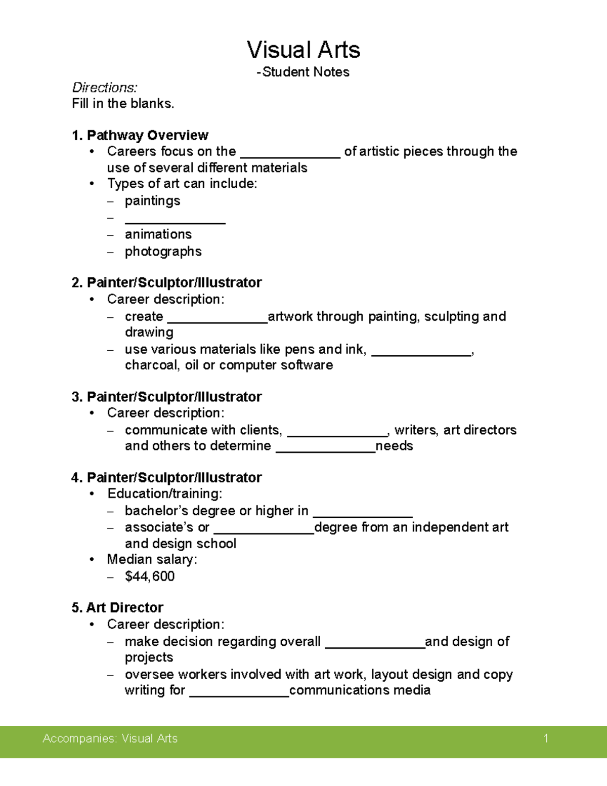 Andrew Carrillo - Student Notes - Visual Arts -Student Notes Directions ...