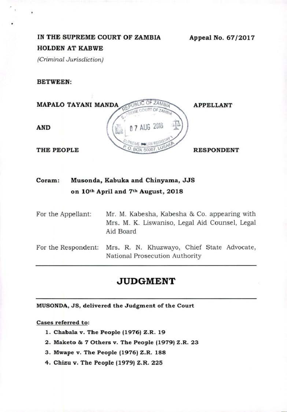 Accessorial liability Manda v People 2018 - IN THE SUPREME COURT OF ...