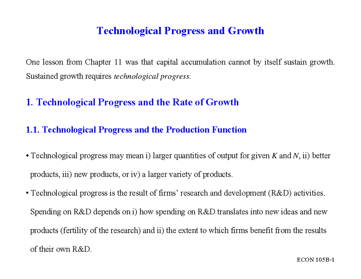 Chapter 13- Technological Progress and Growth - Technological Progress ...