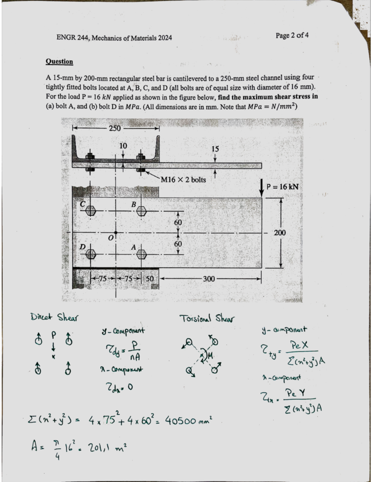Bolted connection 1 - ENGR 244 - Studocu