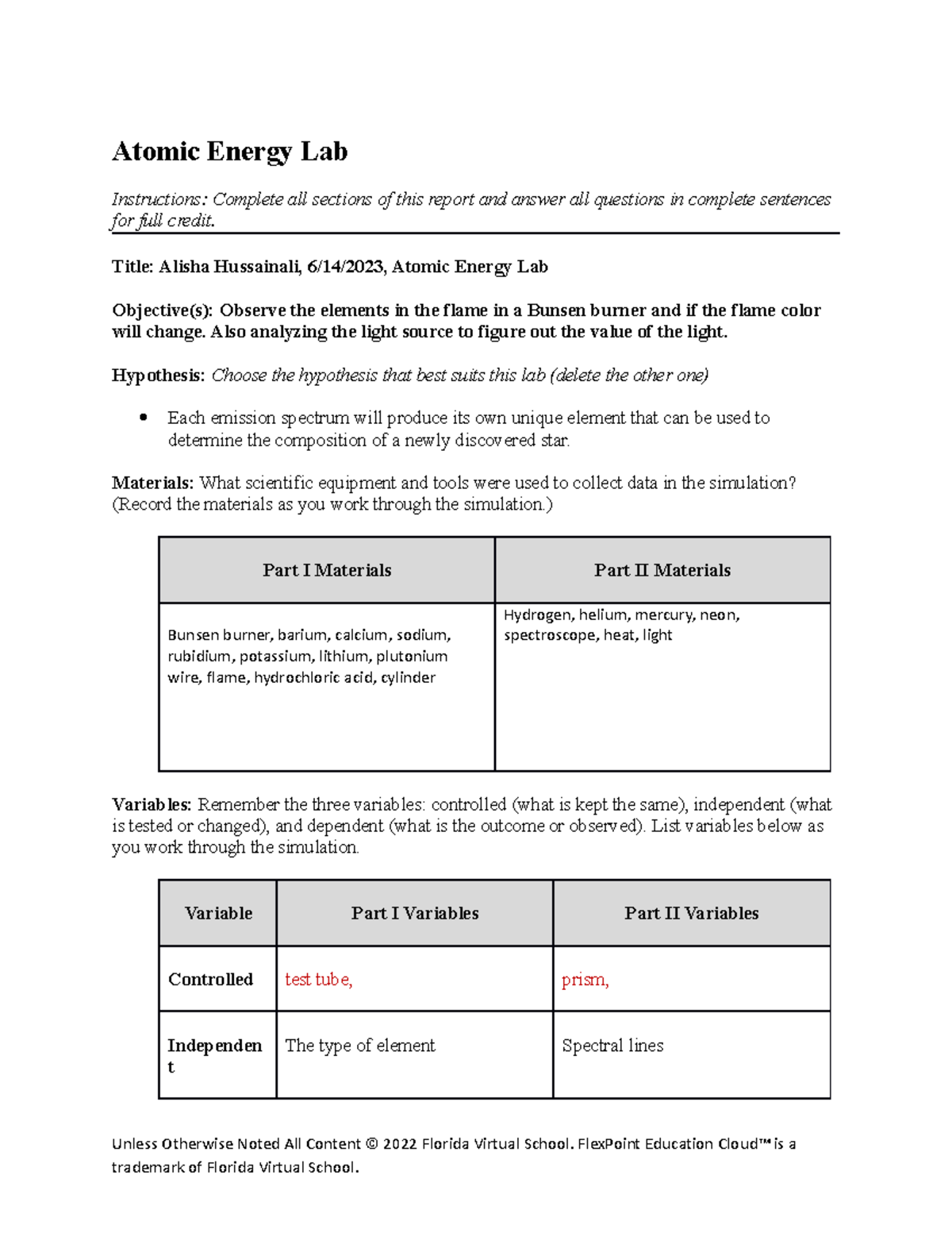 Atomic Energy Lab - sdfs - Atomic Energy Lab Instructions: Complete all ...