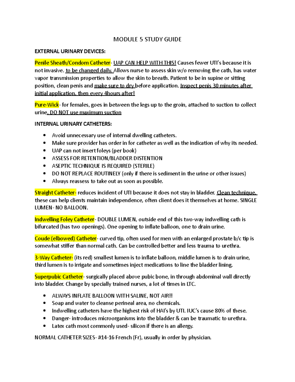 Module 5 quiz - mod 5 quiz - MODULE 5 STUDY GUIDE EXTERNAL URINARY DEVICES: Penile UAP CAN HELP ...