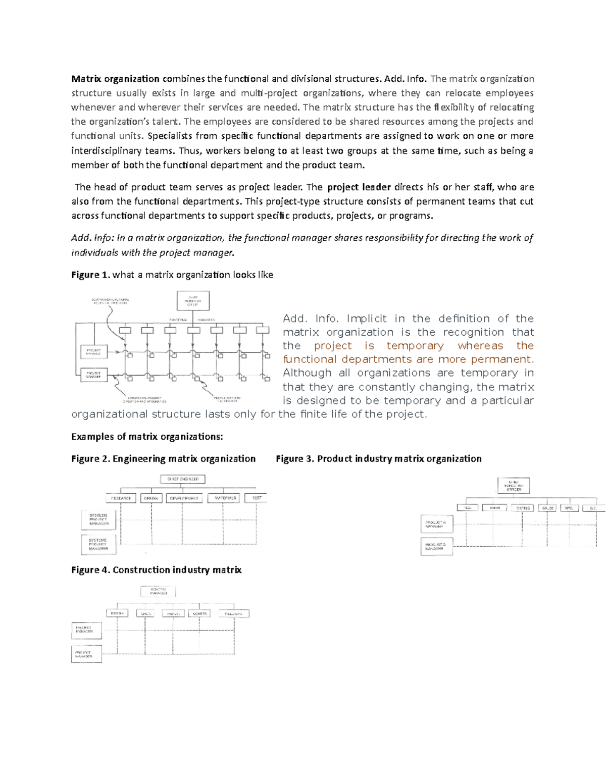 Matrix organization - Add. Info. The matrix organization structure ...