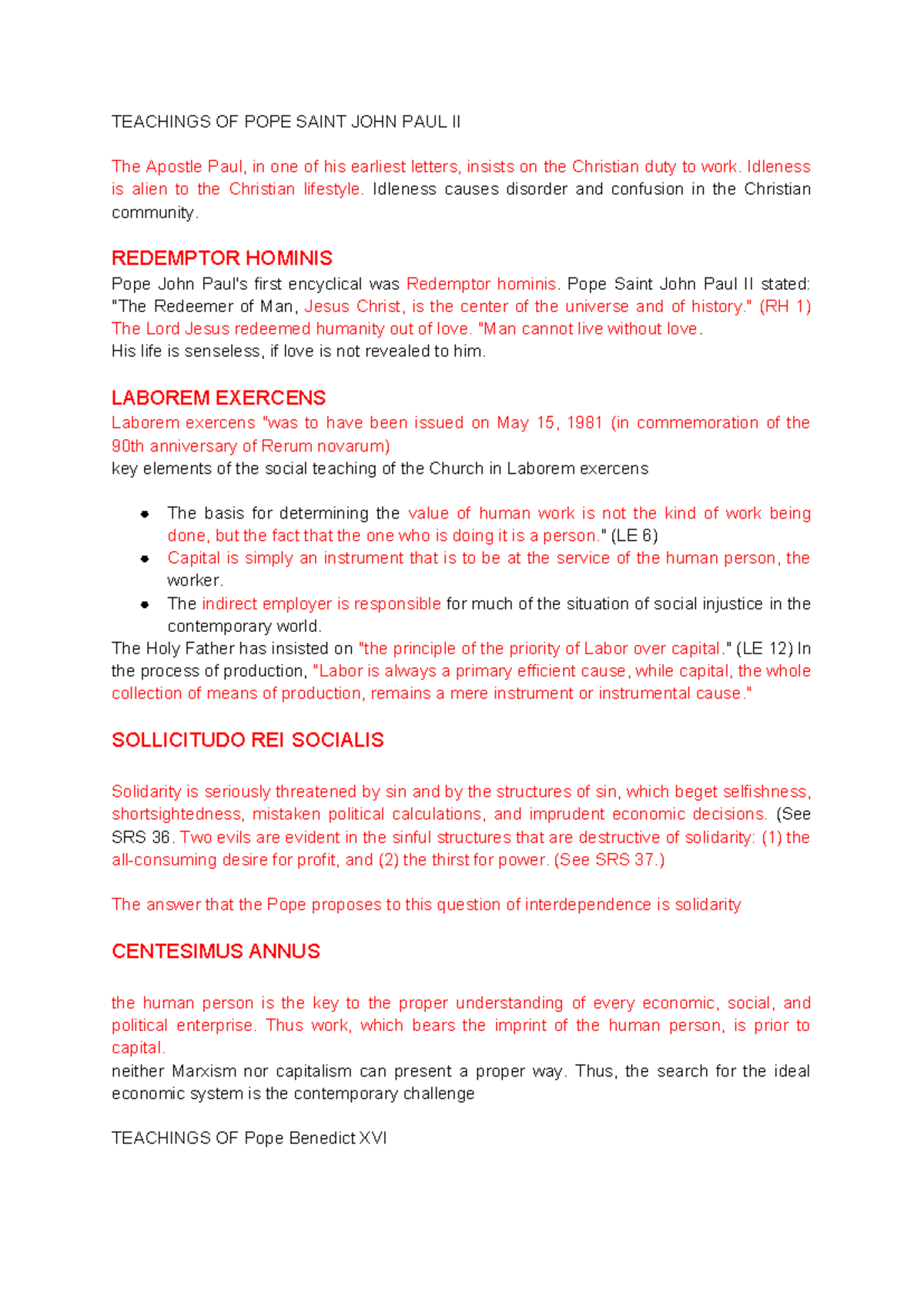 1ST- Periodical- Reviewer - TEACHINGS OF POPE SAINT JOHN PAUL II The ...