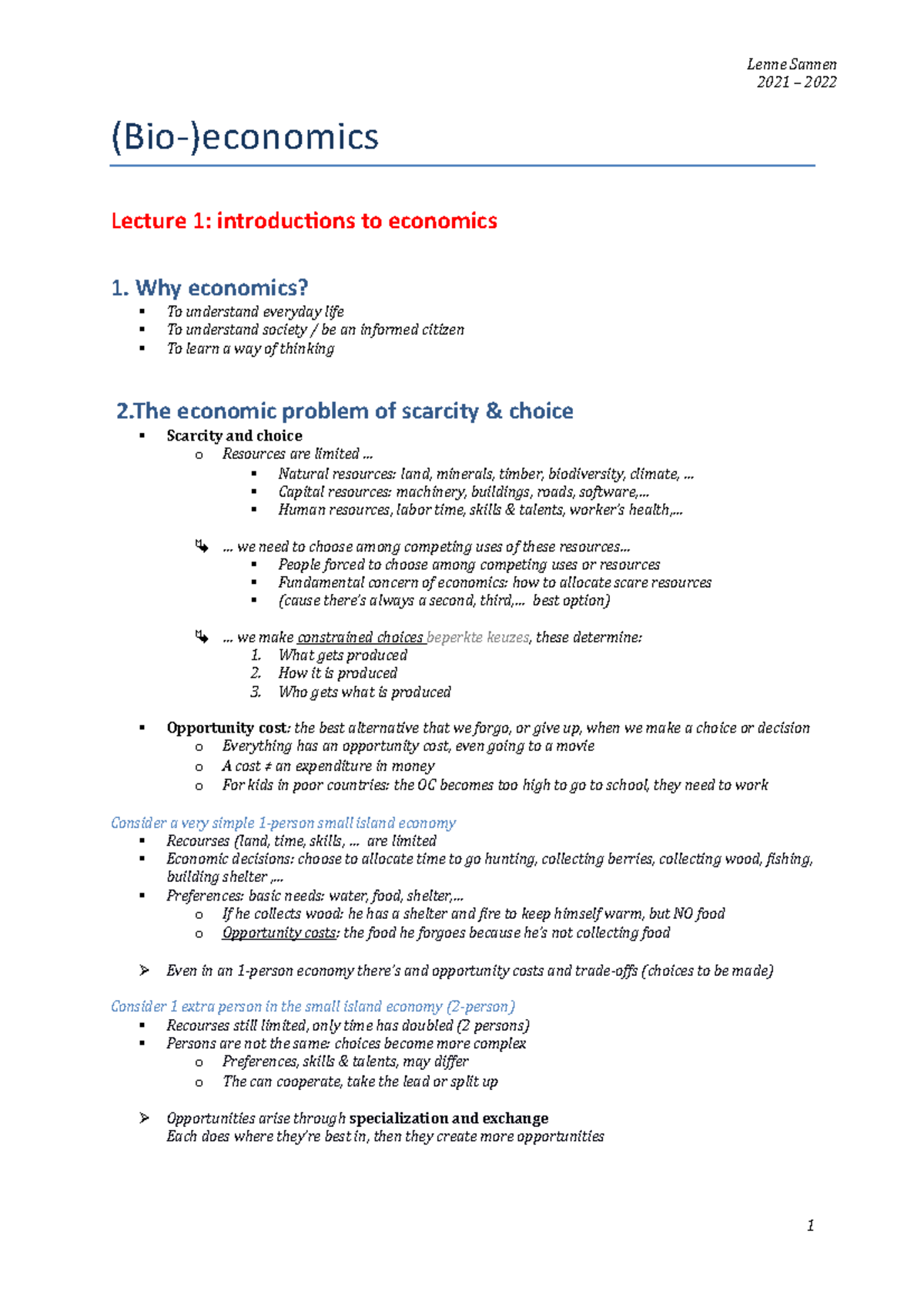 Bio-economics - Samenvatting obv pwp Kan als cursus gebruikt worden ...