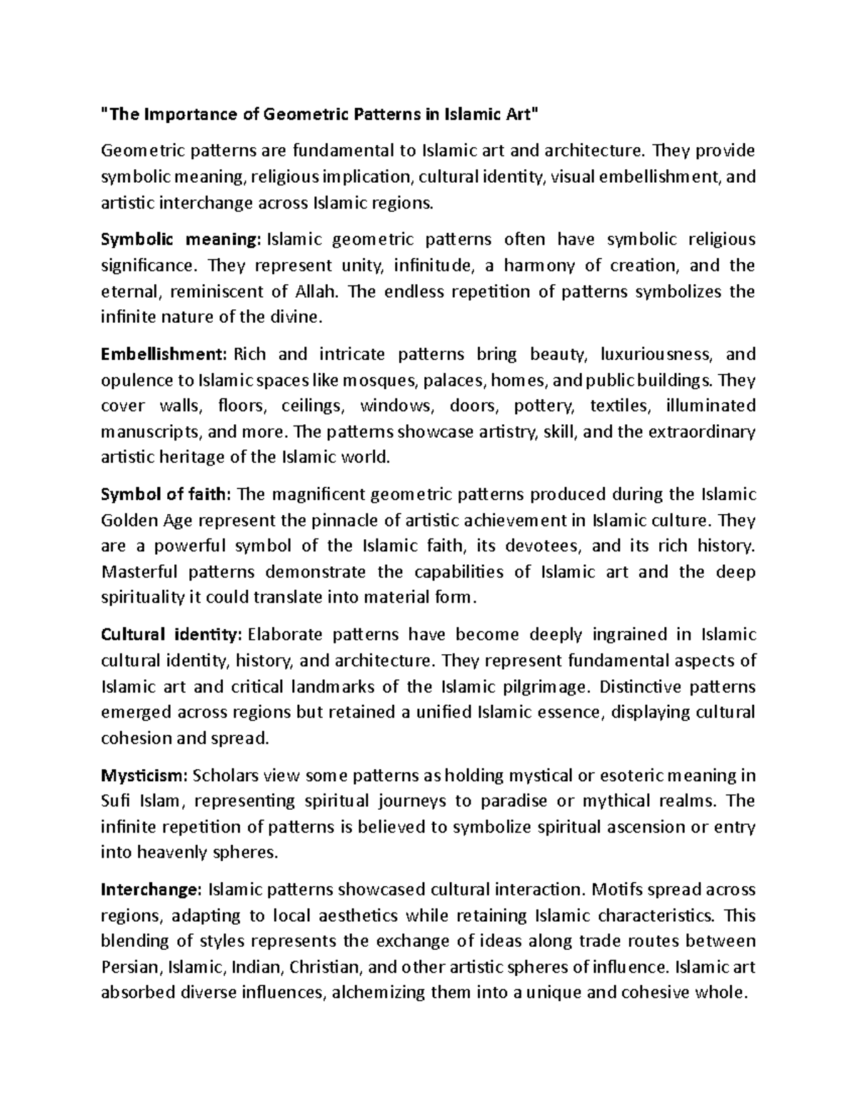 The Importance of Geometric Patterns in Islamic Art - "The Importance ...