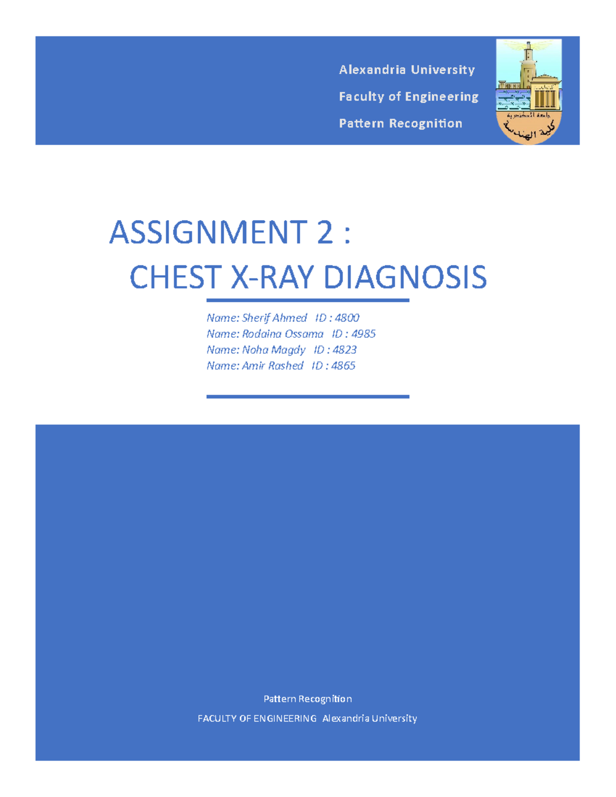 Pattern Assignment 2 - Patern Recogniion FACULTY OF ENGINEERING ...