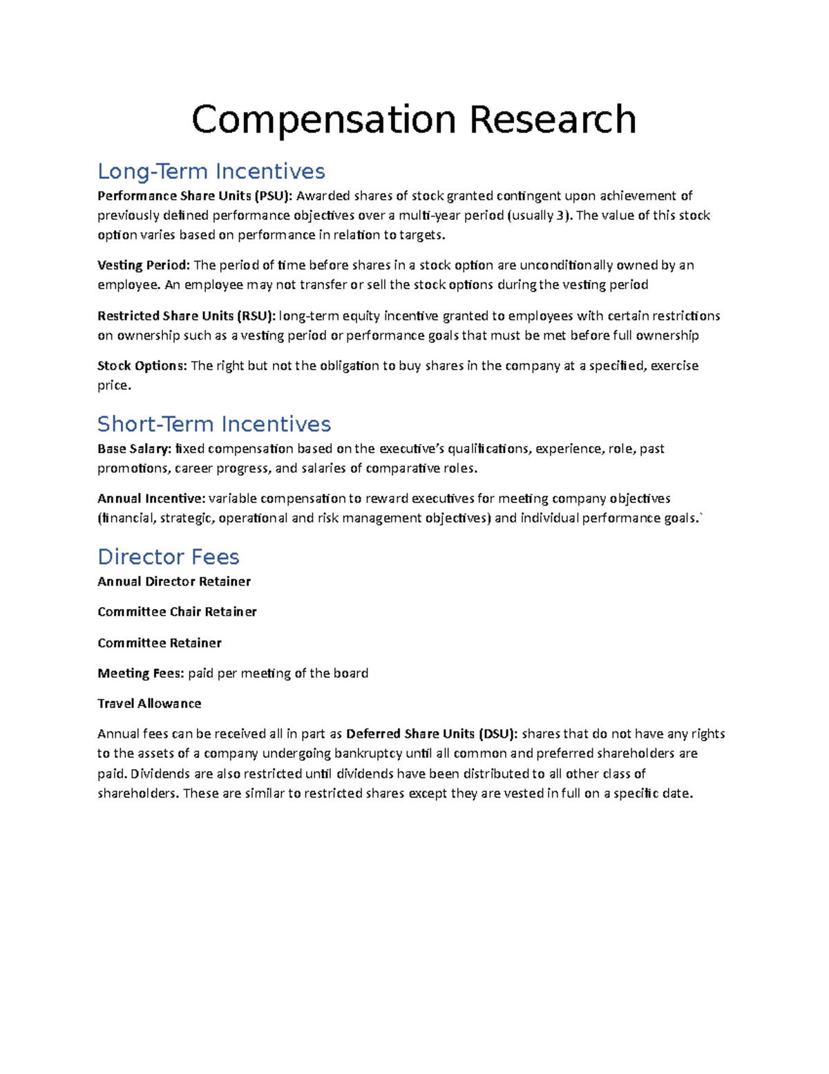 Compensation Research - Compensation Research Long-Term Incentives ...