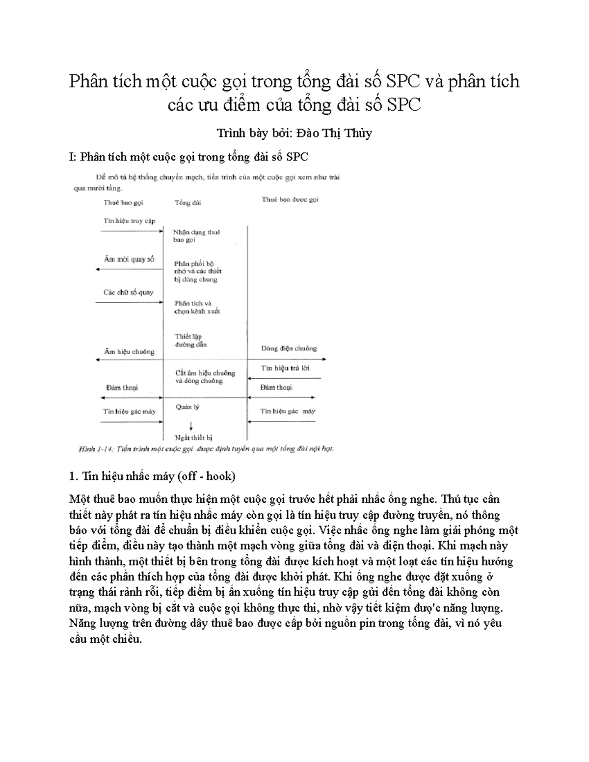 Phân tích một cuộc gọi trong tổng đài số SPC và phân tích các ưu điểm ...