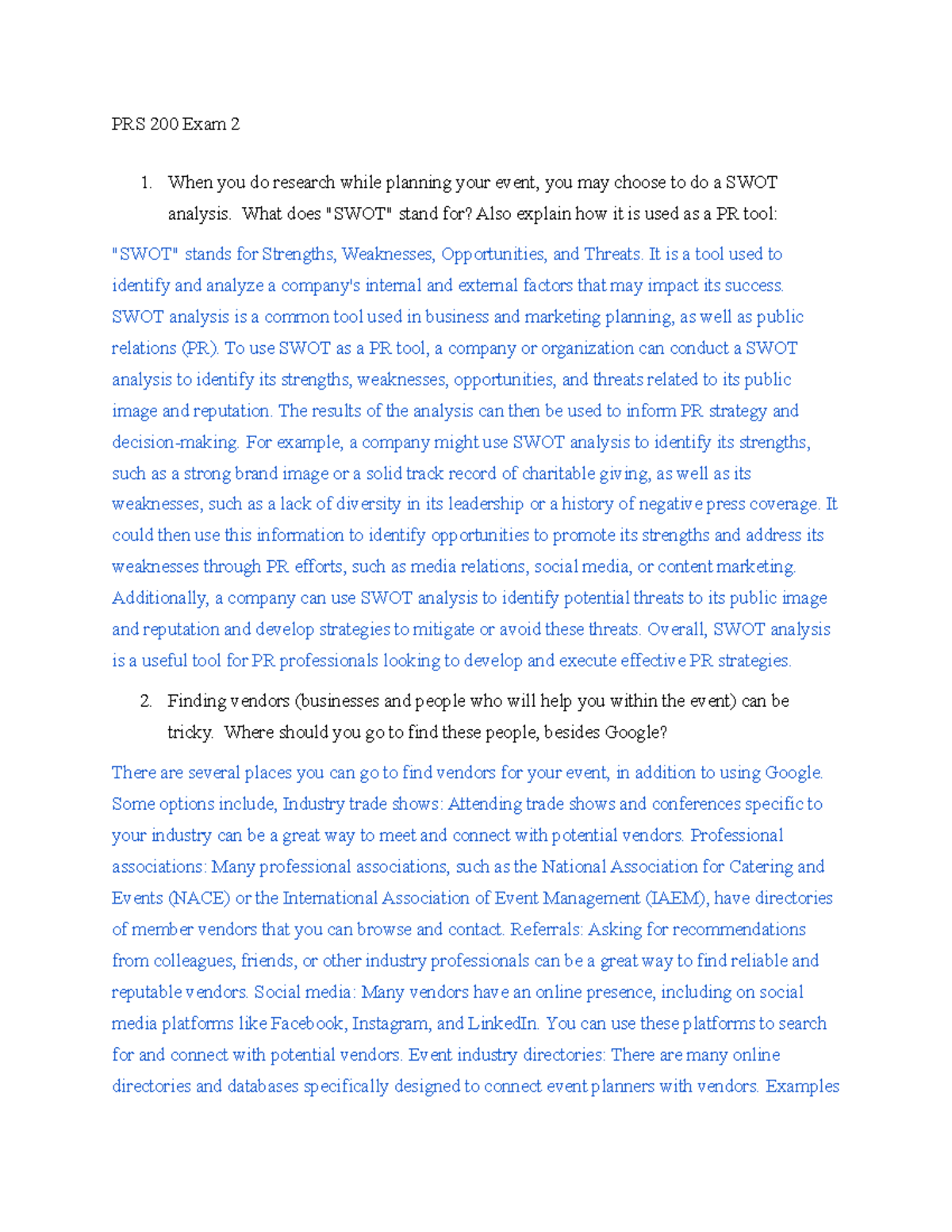 PRS200 Exam 2 - Practice questions and answers for Exam 2. - PRS 200 ...