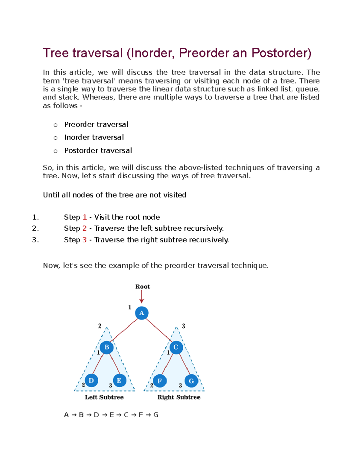 Tree Traversal The Term Tree Traversal Means Traversing Or Visiting