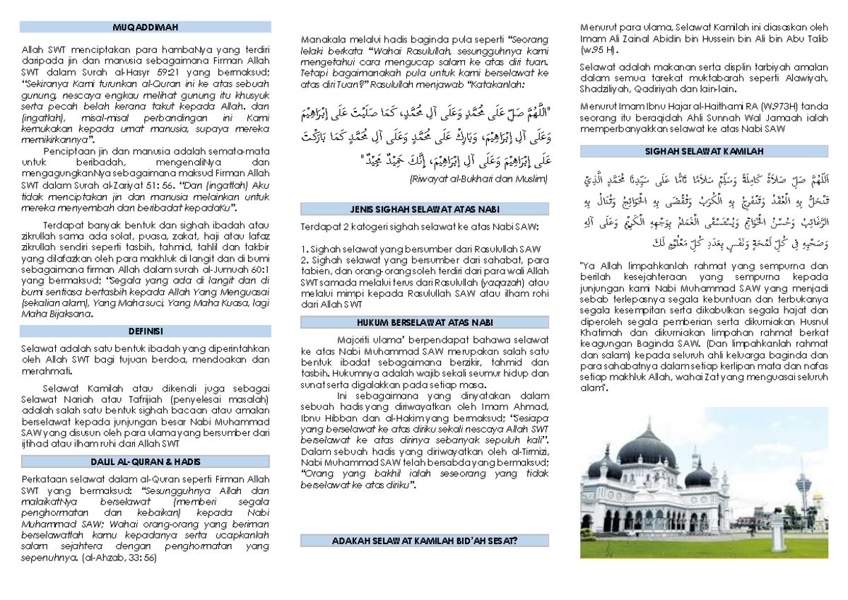 Selawatkamilah - ctu - ####### MUQADDIMAH Allah SWT menciptakan para ...