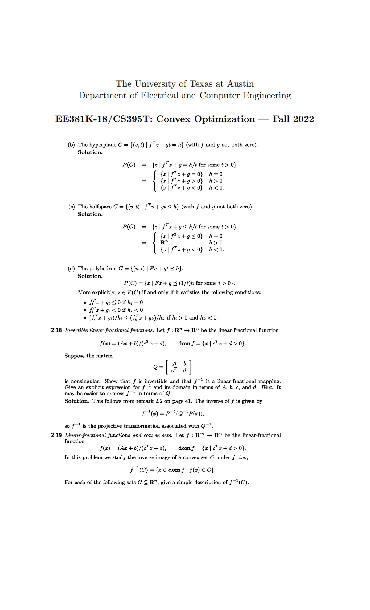 Convex practice 12 - The University of Texas at Austin Department of ...