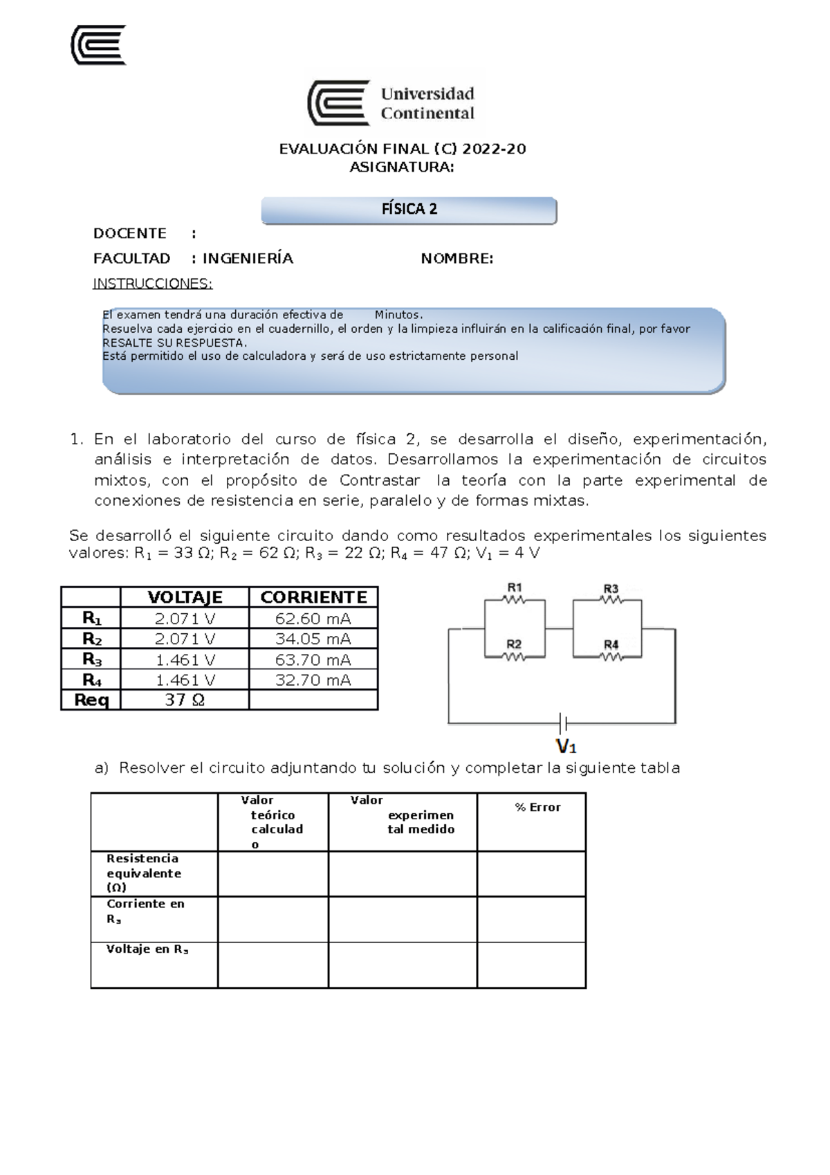Solucionario - notas - EVALUACIÓN FINAL (C) 2022- ASIGNATURA: DOCENTE : FACULTAD : INGENIERÍA ...