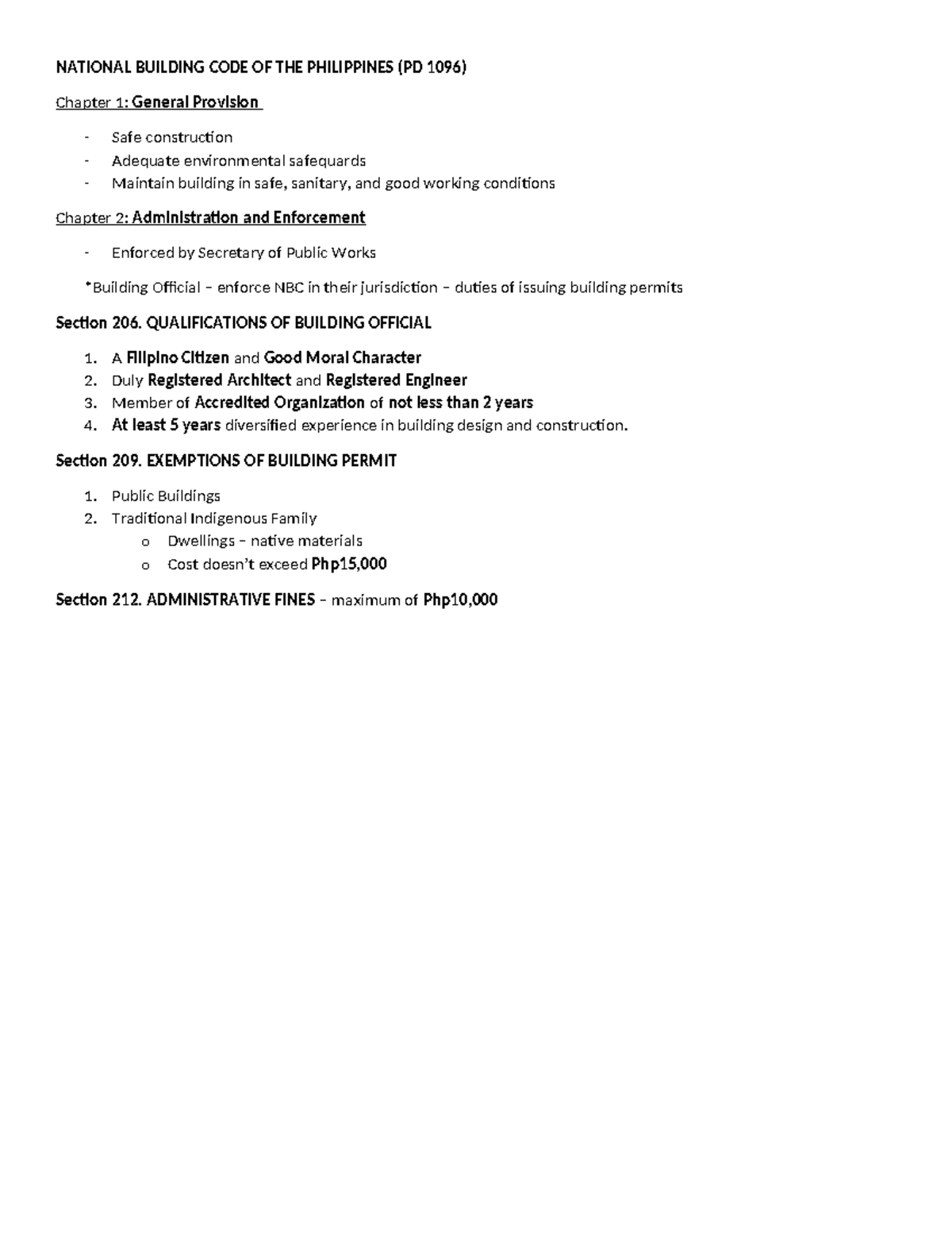 PD1096 - Reviewer - NATIONAL BUILDING CODE OF THE PHILIPPINES (PD 1096 ...