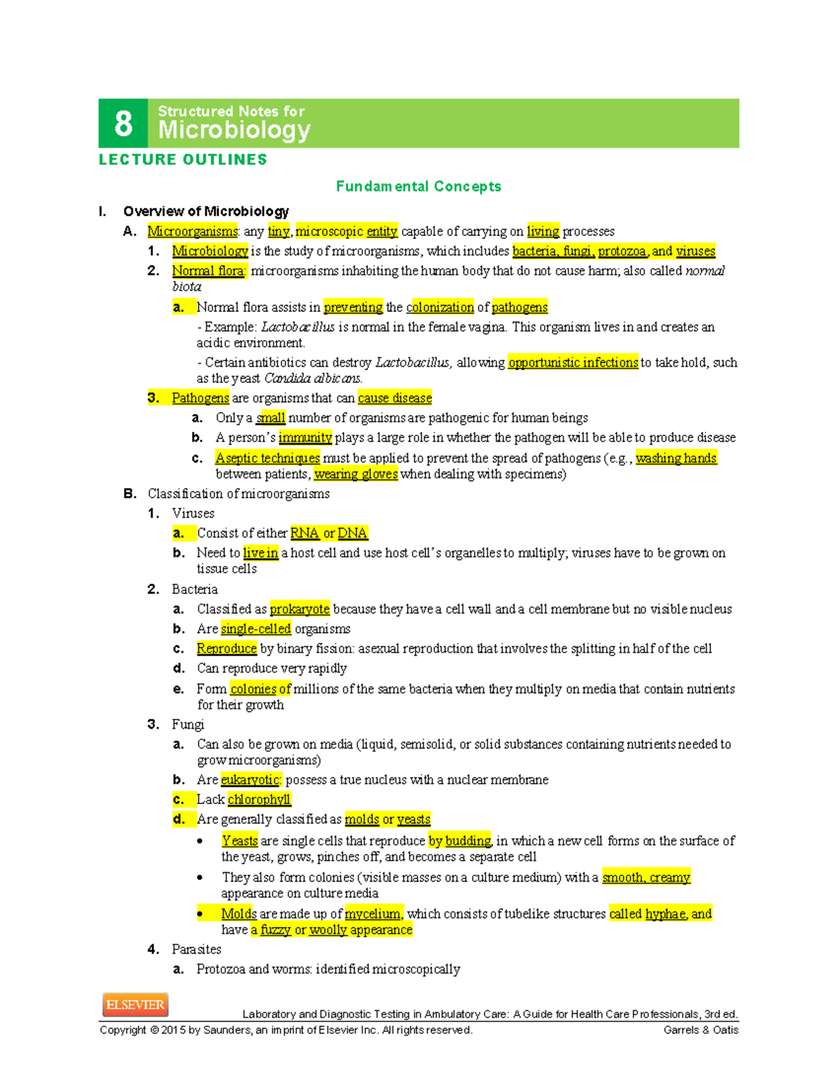 Chapter 8 Structure notes - Laboratory and Diagnostic Testing in ...