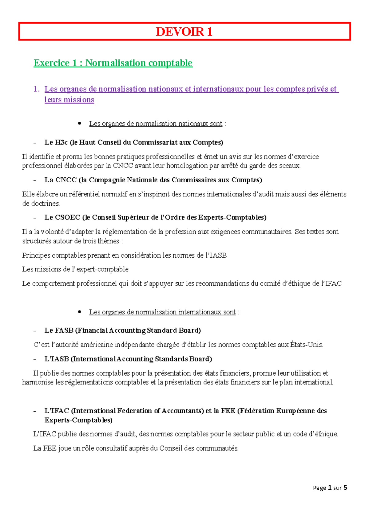 Joubin Celine UE120 Devoir 1 Compta - DEVOIR 1 Exercice 1 : Normalisation comptable 1. Les ...